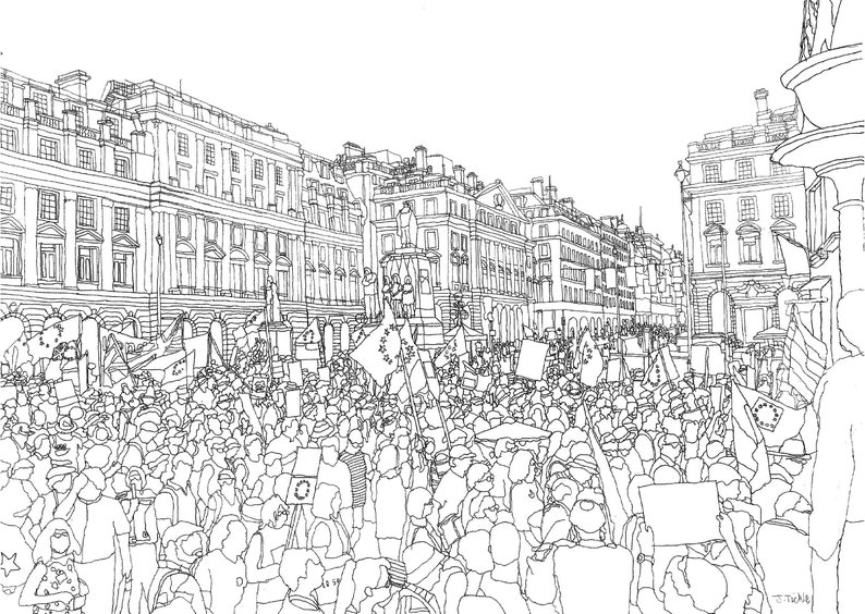 EU March, Down Pall Mall. Pen and Ink Drawing. Print - Etsy