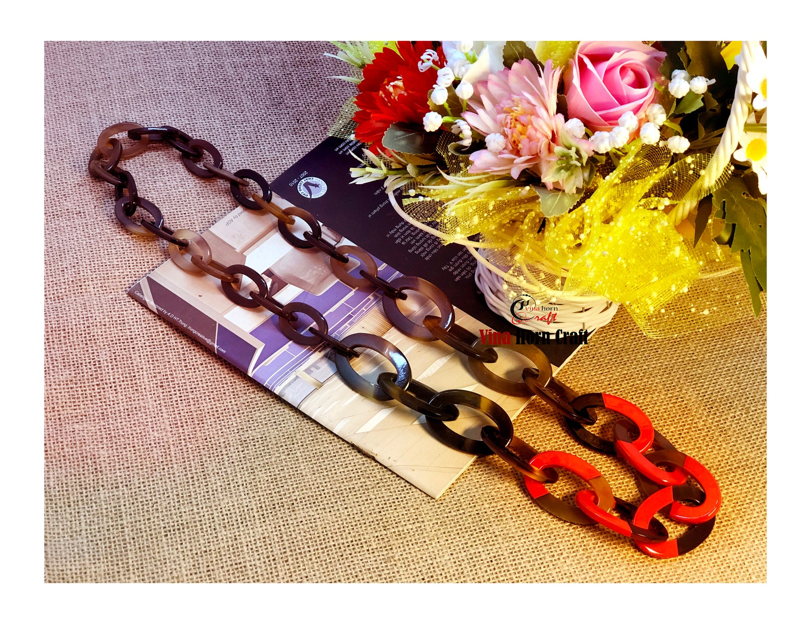 Horn Jewelry Chain Necklace Lacquer Handmade in Vietnam Buffalo Horn ...