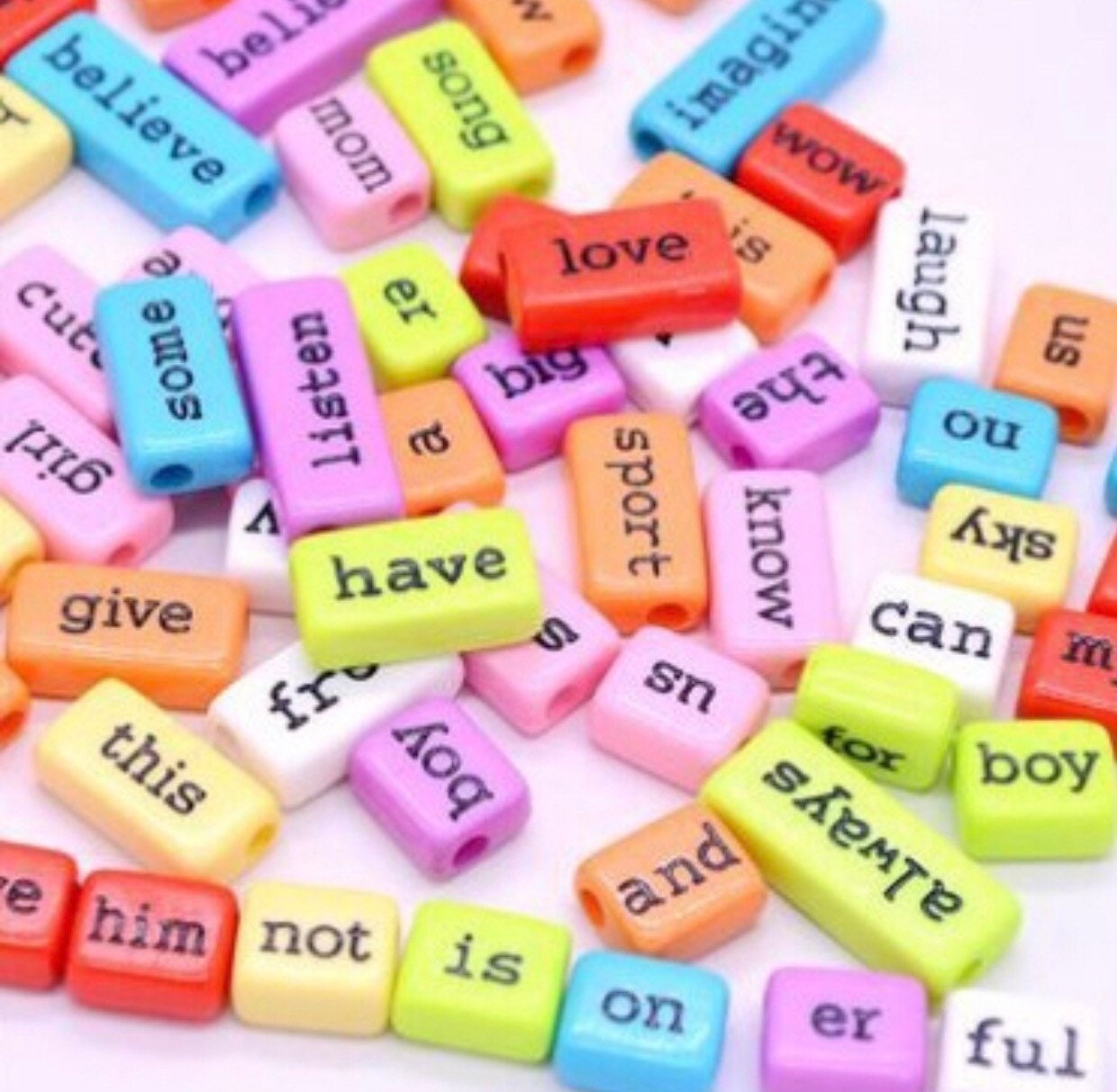 Word Beads Bracelet Beads Jewelry Making Beads Rainbow Beads | Etsy