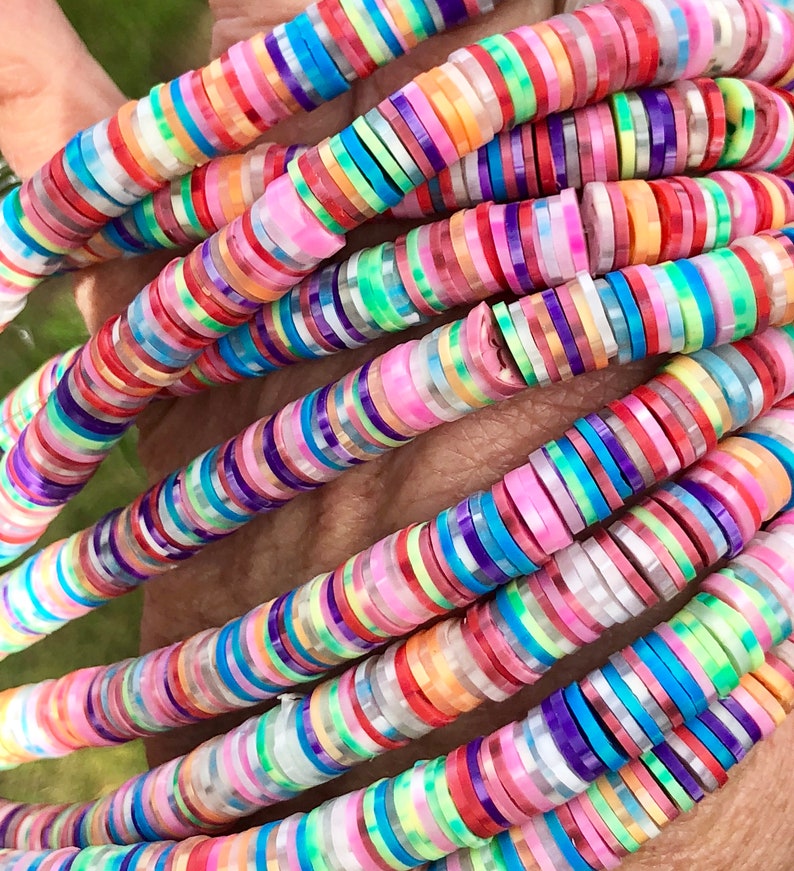 4mm 6mm & 8mm Vinyl Heishi Disc Beads Rainbow Dotted | Etsy