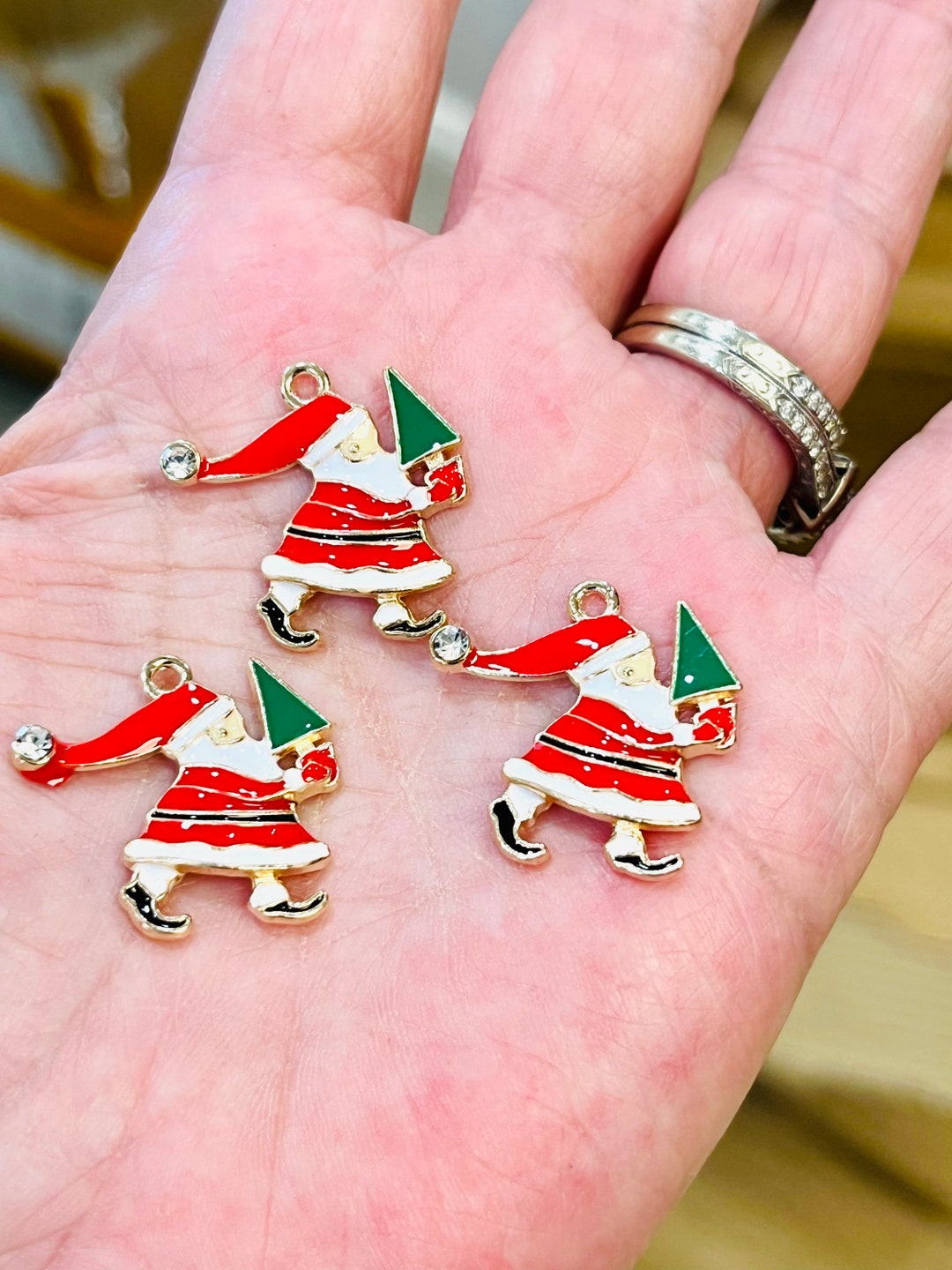 Santa Charms, Enamel Charms, Christmas Charms, Rhinestone Charms ...