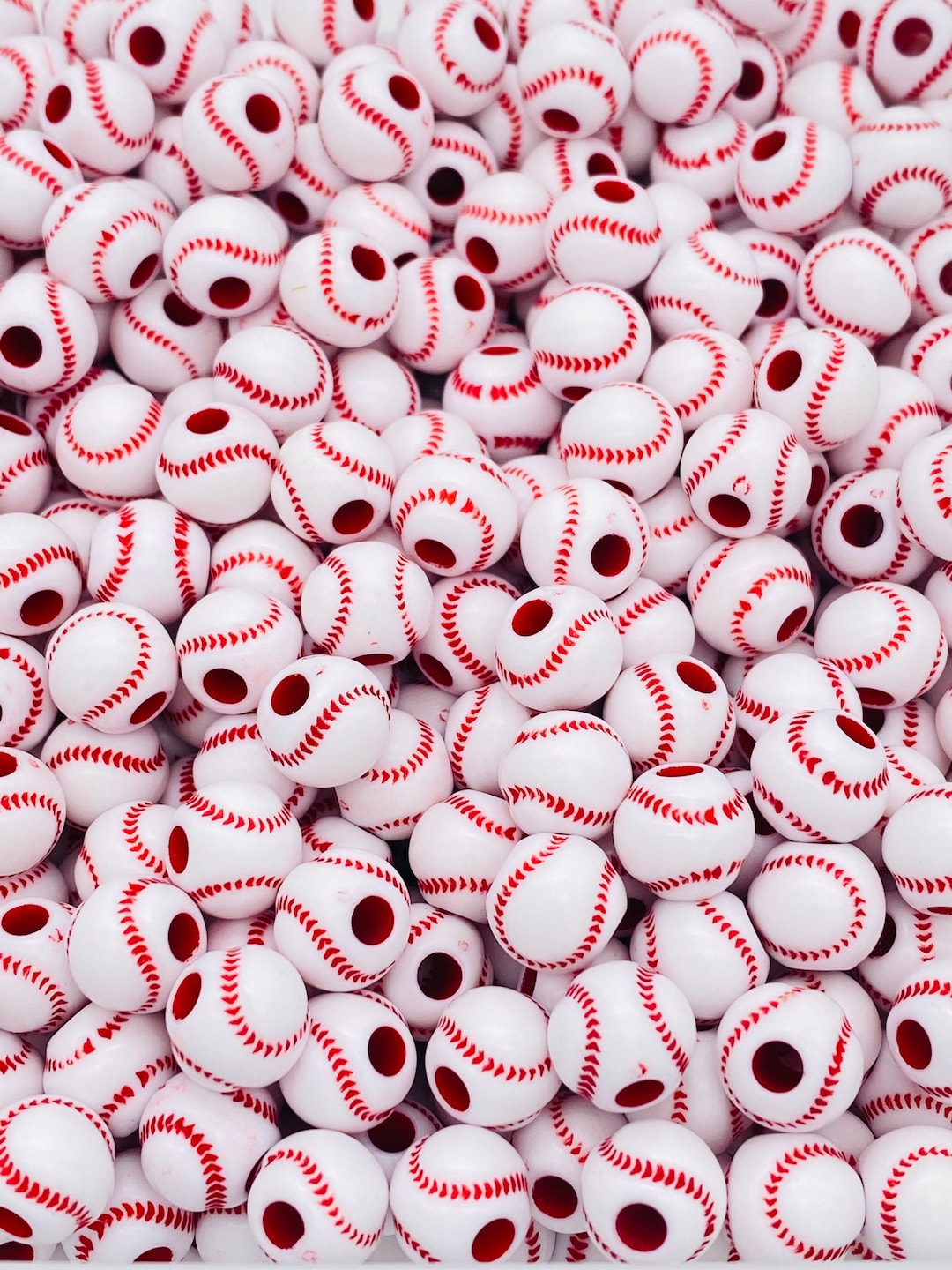 12mm Acrylic Baseball Beads, Sports Beads, Baseball Team Beads, Beads ...
