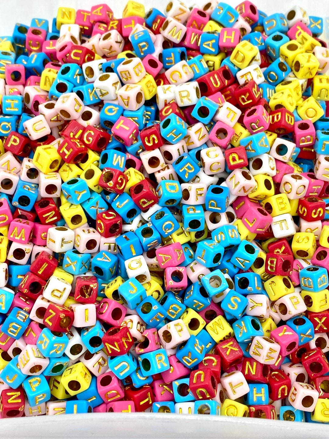 6mm Cube Alphabet Beads, Word Beads, Letter Beads, Cube Shaped Beads ...