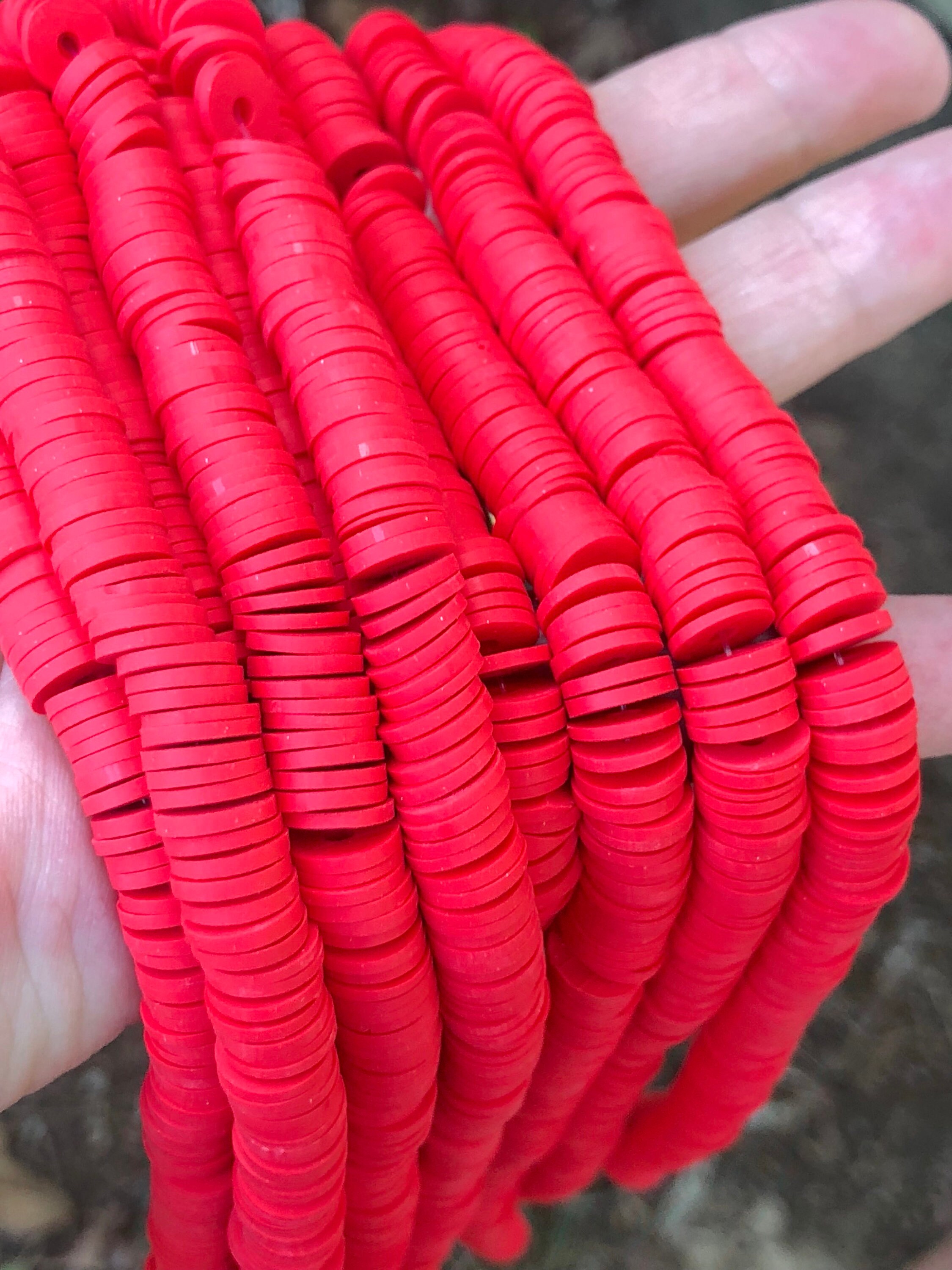 8mm Vinyl Heishi Disc Beads Red Vinyl Beads African Vinyl - Etsy