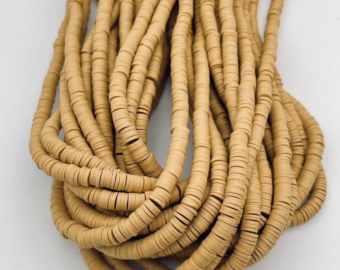 6mm Vinyl Heishi Beads, Pale Dijon, Polymer Clay Beads, Bracelet Beads ...