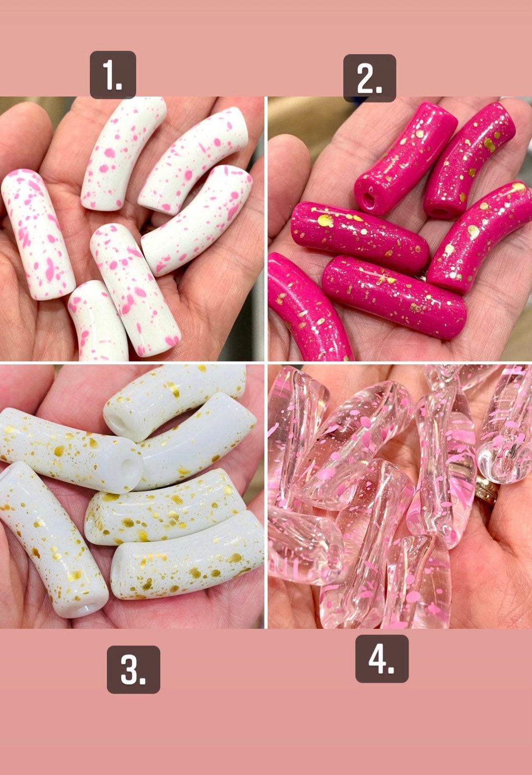 1 Bead per Pack 12mm Big Bamboo Acrylic Tube Beads. 35mm 1 Bead per ...