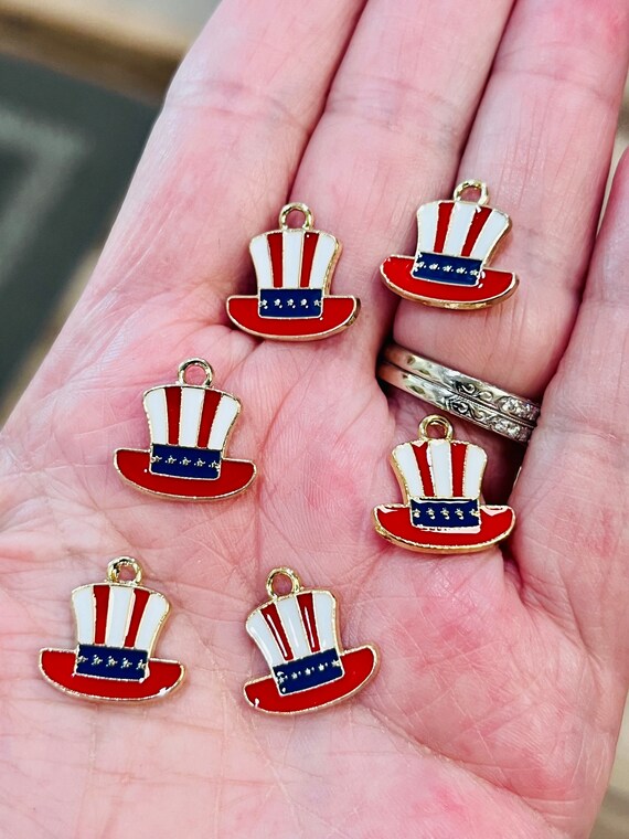 Uncle Sam Charm Art Deco Diamond Enamel Platinum Uncle Sam Sitting