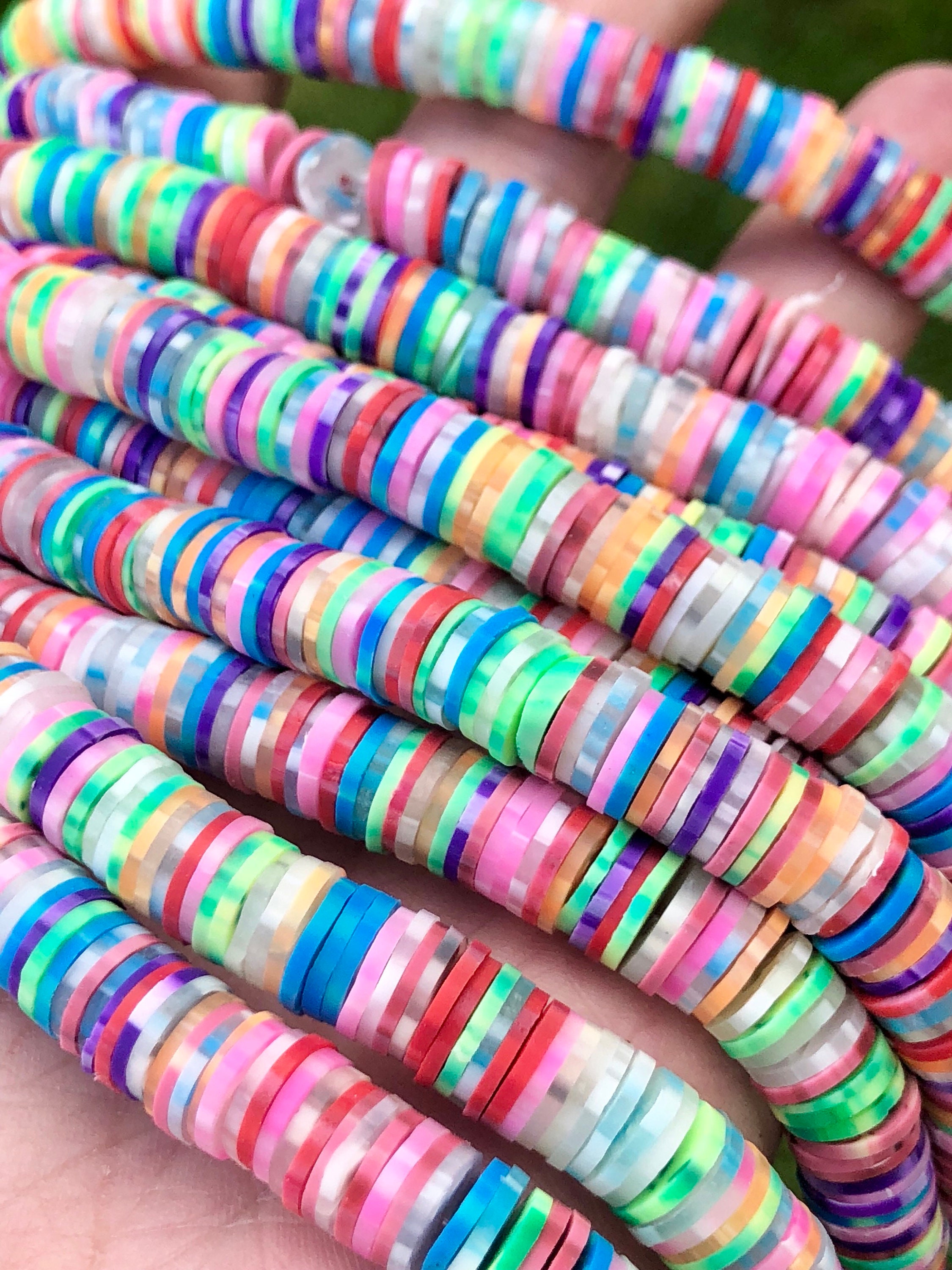 4mm 6mm & 8mm vinyl heishi disc beads rainbow dotted | Etsy