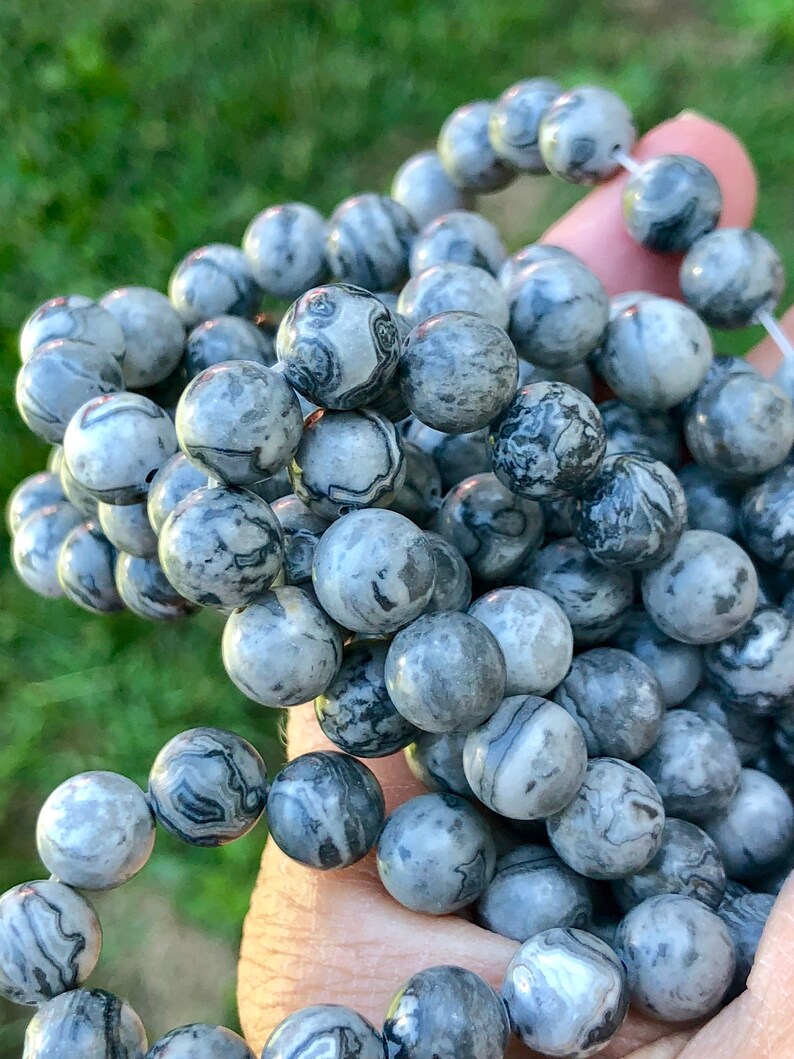 Natural Map Stone Jasper Gemstone Beads Gray Jasper Beads | Etsy