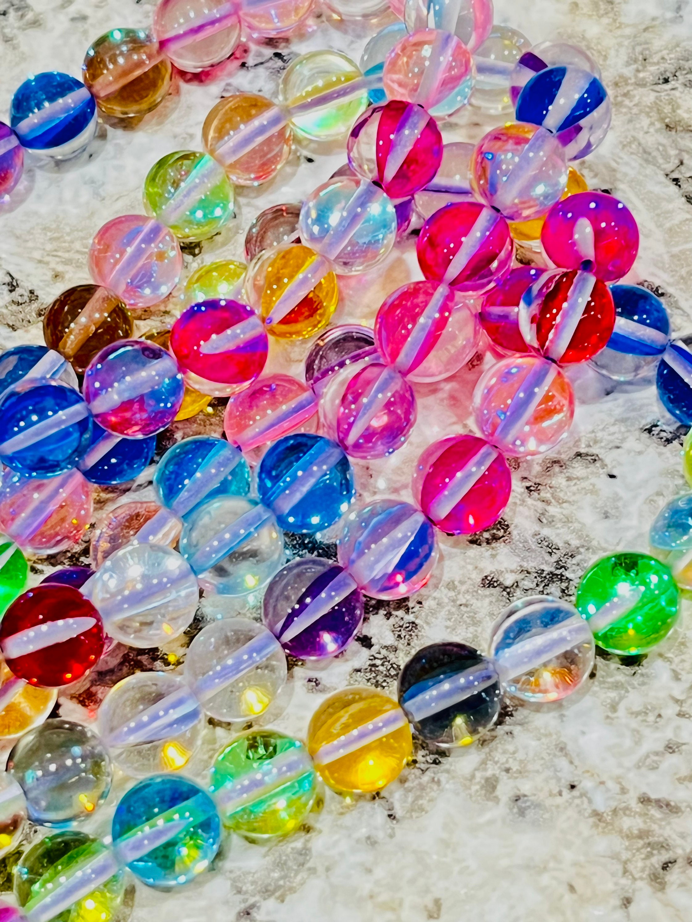 6mm 8mm Aura Crystal Glass Beads Bracelet Beads Cat Eye - Etsy