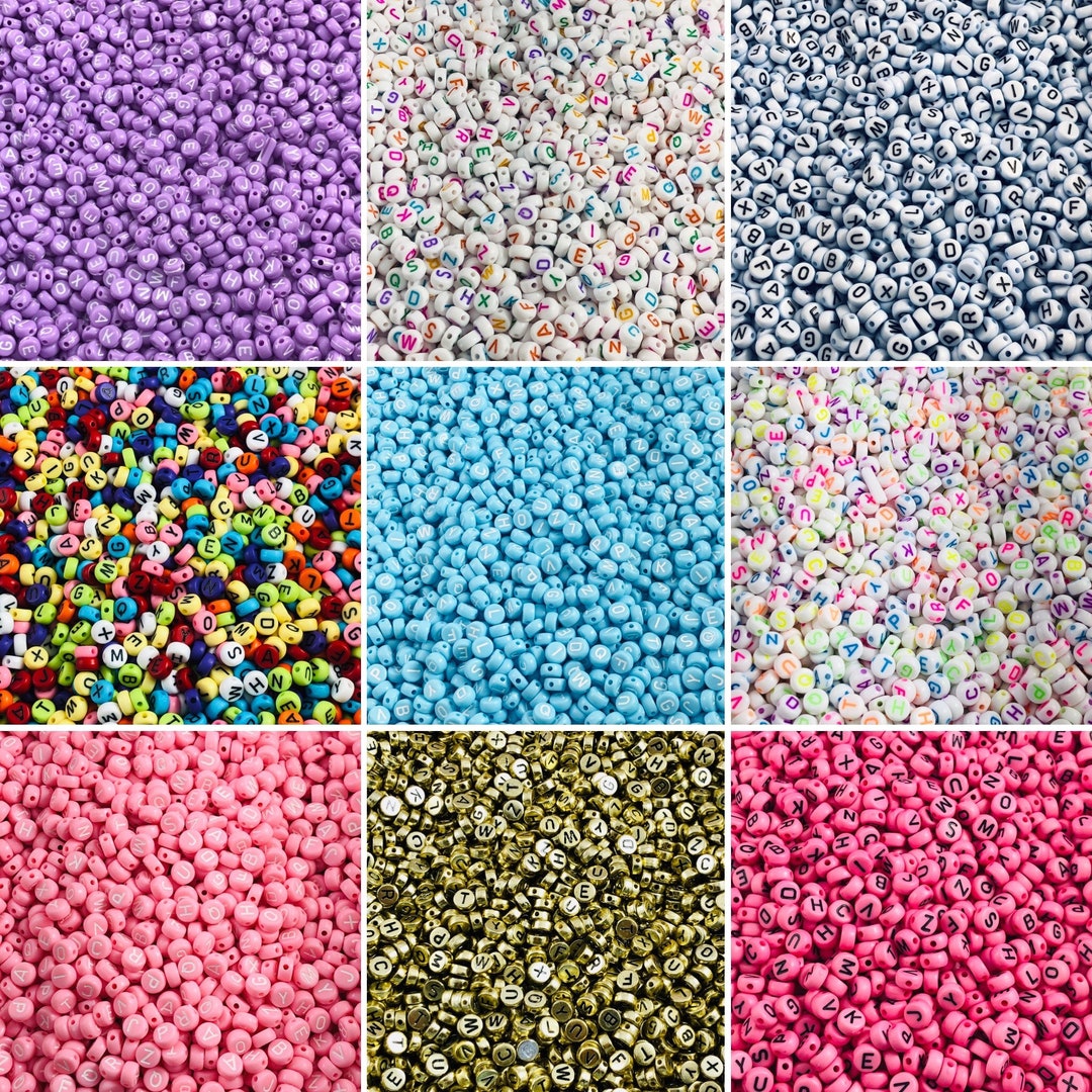 7mm Alphabet Beads, Multi Colors Beads, Name Making Beads, Word Beads ...