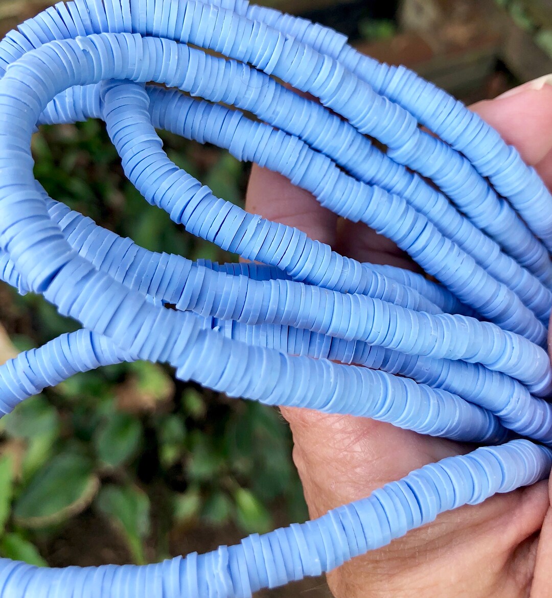 4mm, 6mm, 7mm Polymer Clay Disc Beads, Cornflower Blue Beads, Heishi ...
