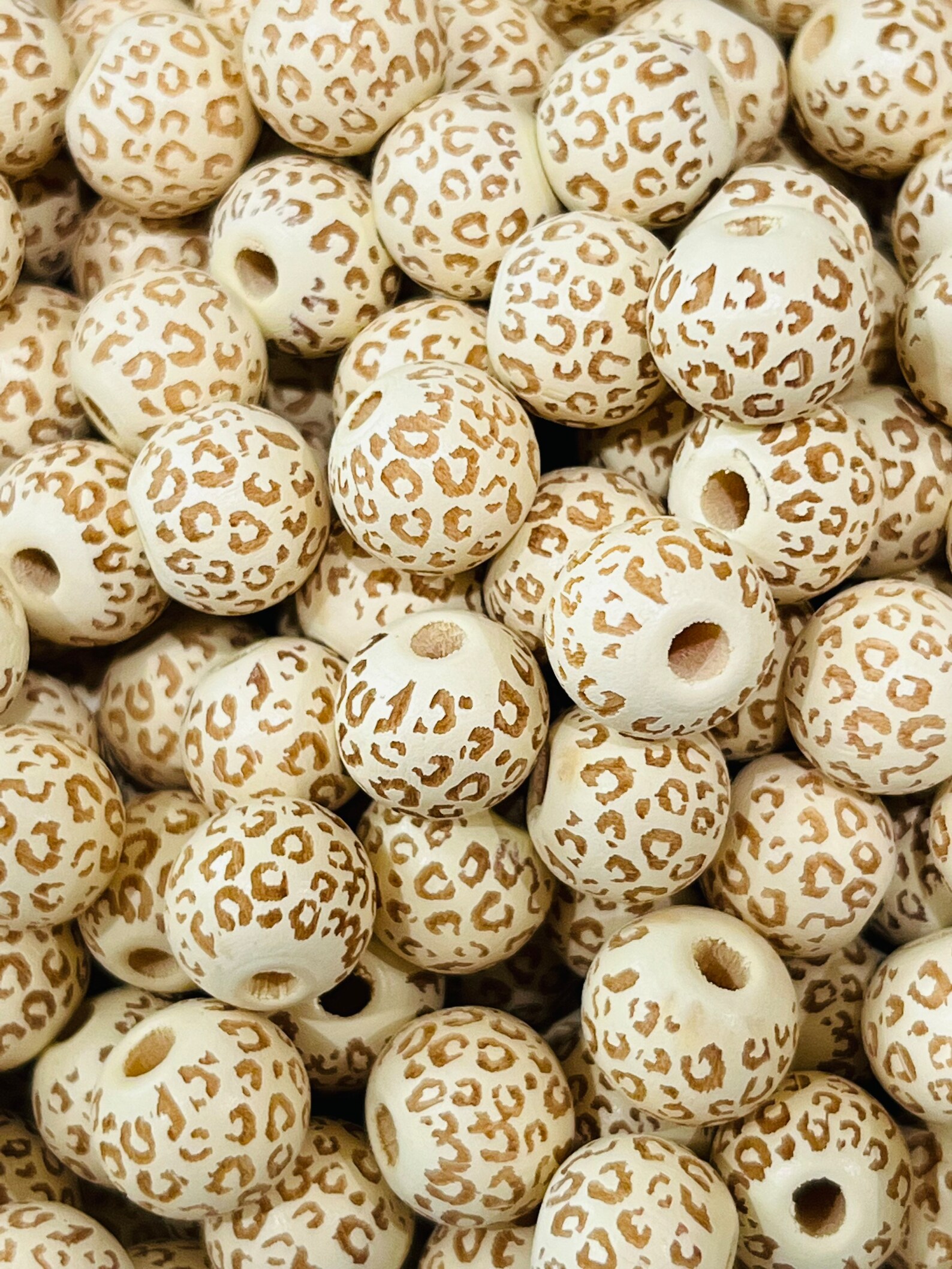 10mm Leopard Print Wood Bead, Laser Engraved Beads, Craft Beads ...