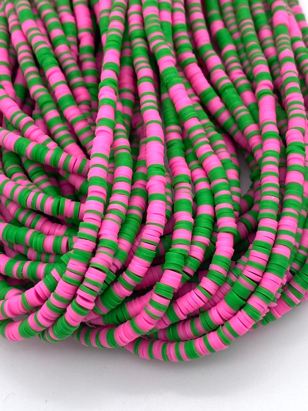 4mm Vinyl Heishi Vinyl, Pink Kelly, Polymer Clay Beads, Jewelry Making ...