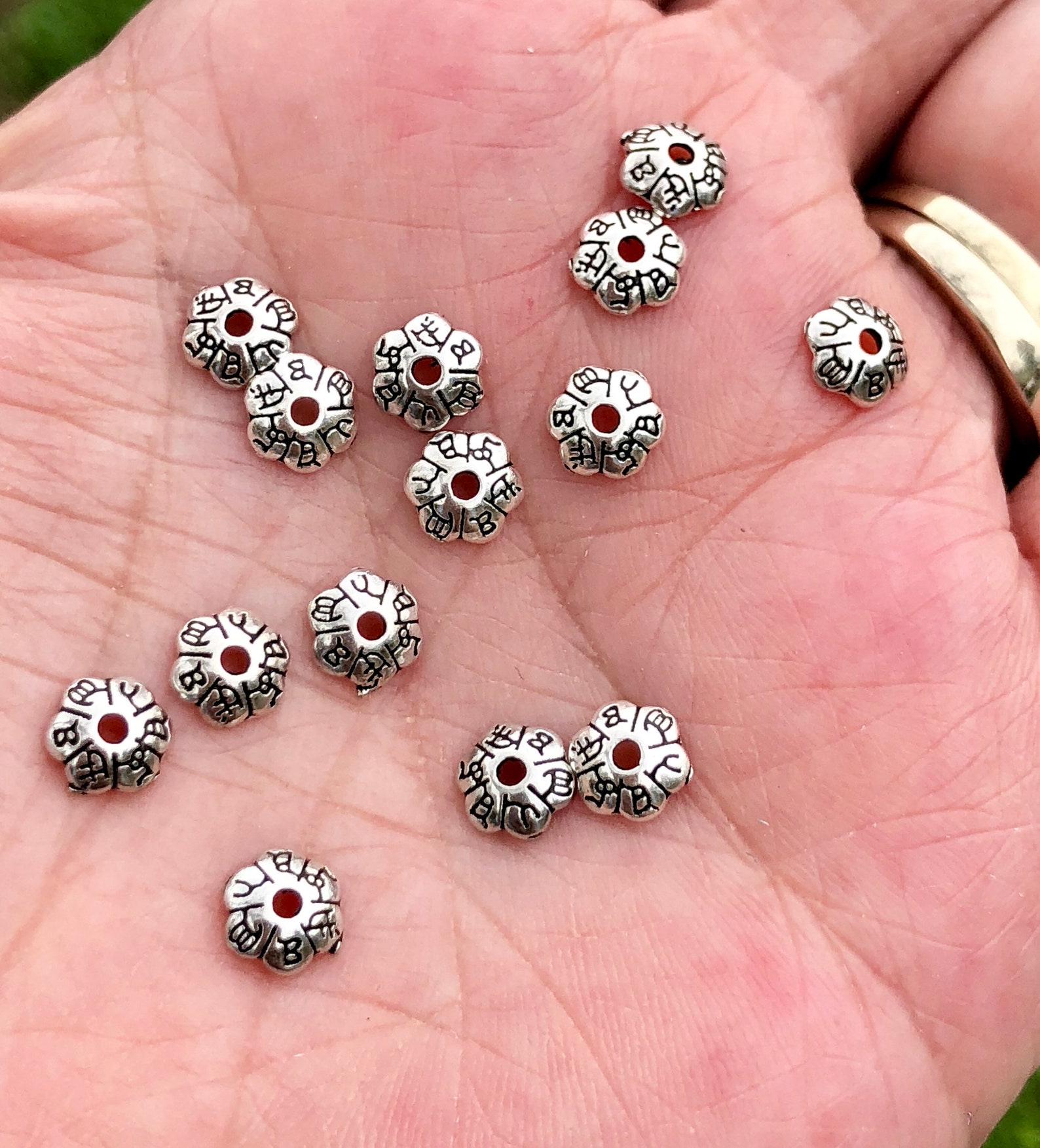 6mm Silver Bead Caps Jewelry Making Beads Tibetan Style | Etsy