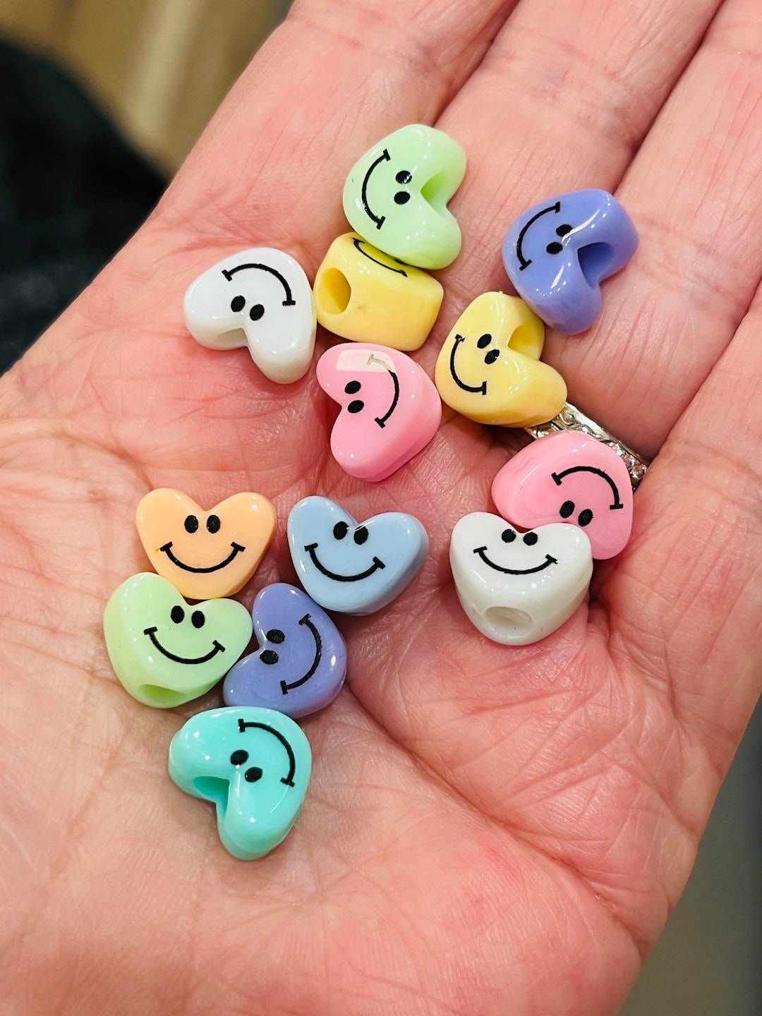 10mm Acrylic Heart Shaped Beads, Jewelry Beads, Beads for Kids, Pastel ...