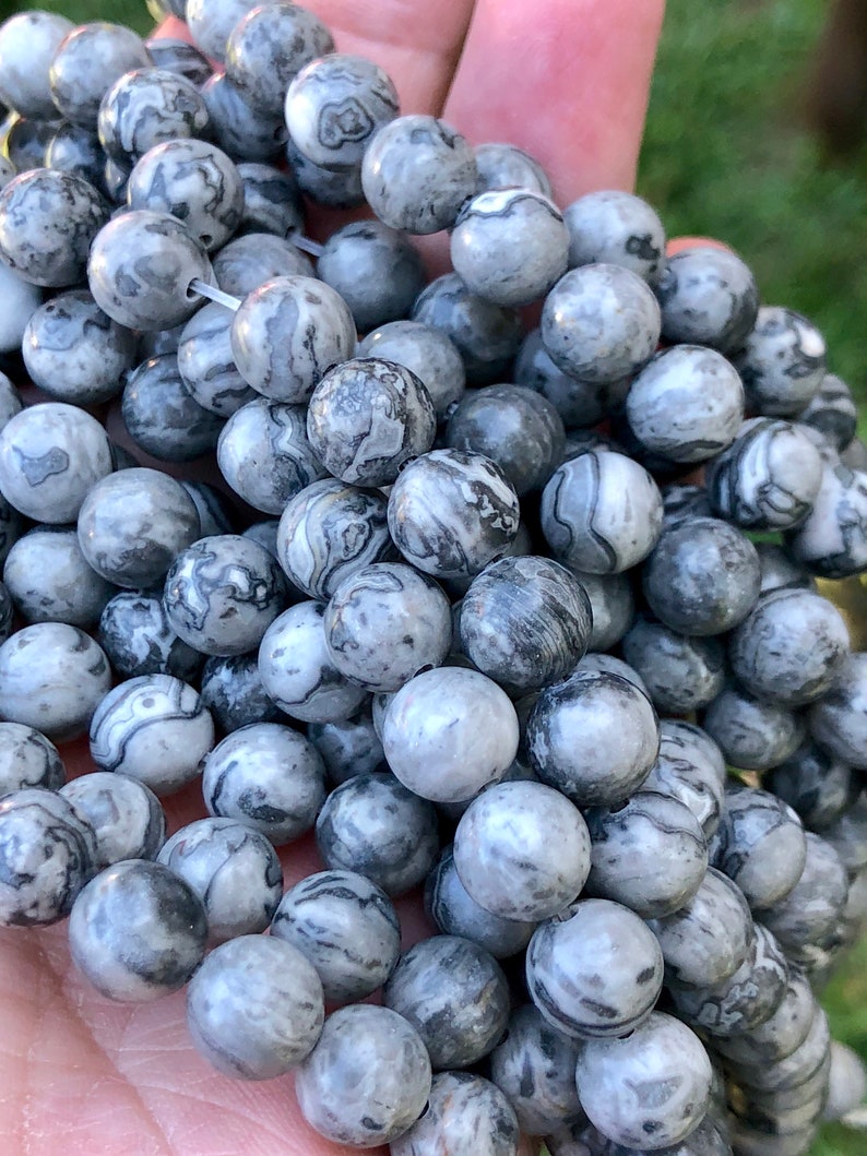 Natural Map Stone Jasper Gemstone Beads Gray Jasper Beads | Etsy