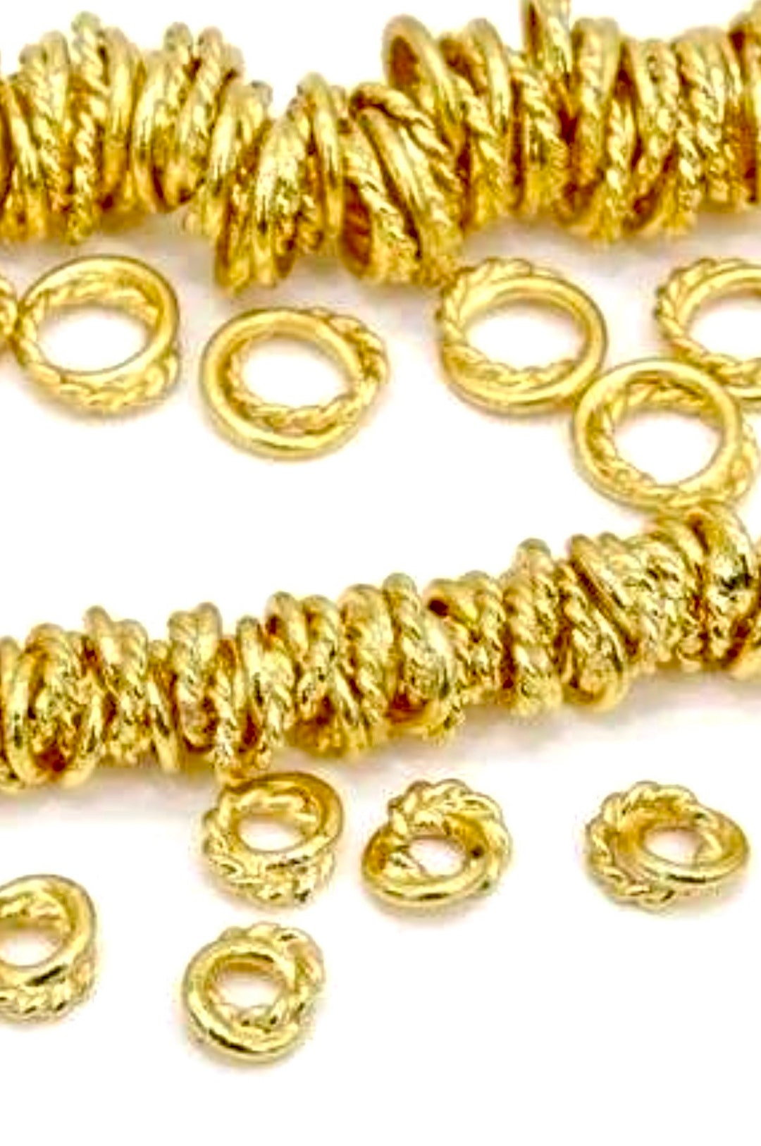 6mm, 8mm Gold Plated Double Ring Beads, Spacer Beads, Bracelet Beads ...