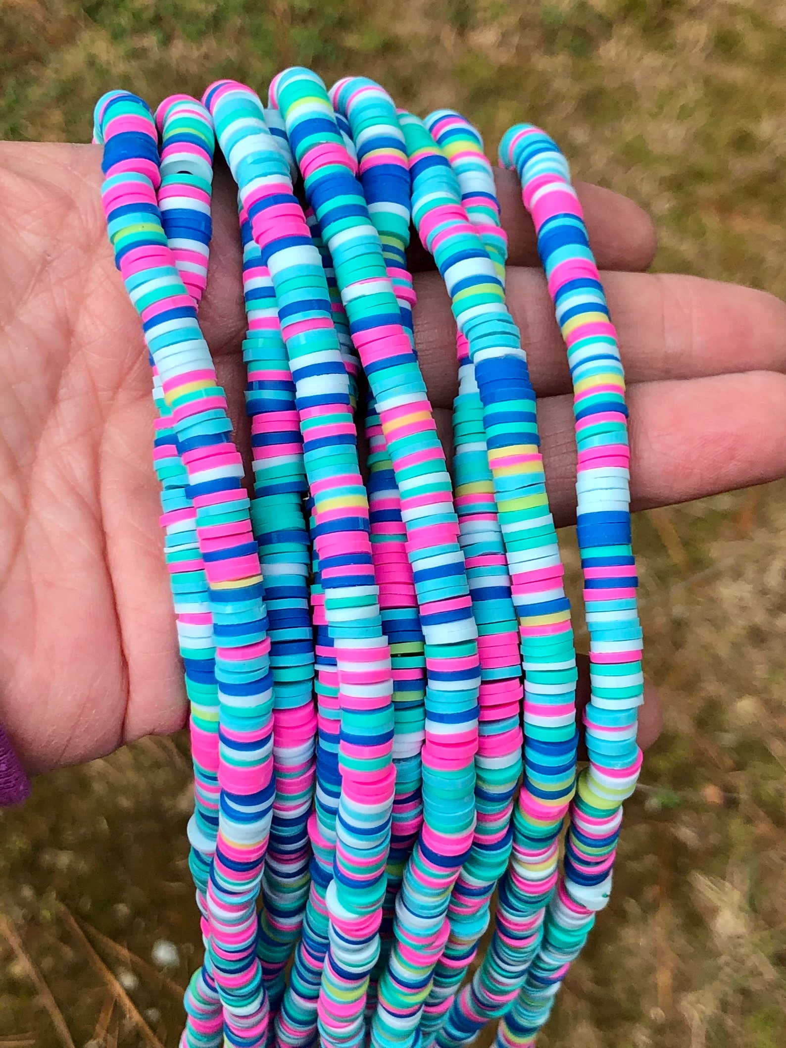6mm 8mm Vinyl Heishi Beads Aqua Rainbow Polymer Clay Beads - Etsy
