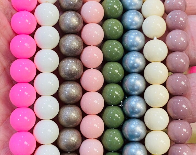 12mm Chinese Longevity Beads, Handmade Porcelain Beads, Chinoiserie ...