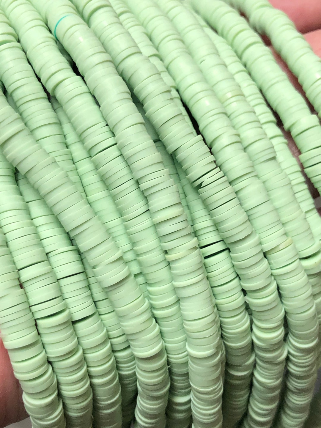 6mm Vinyl Heishi Beads, Minty Sage Green, Polymer Clay Beads, African ...