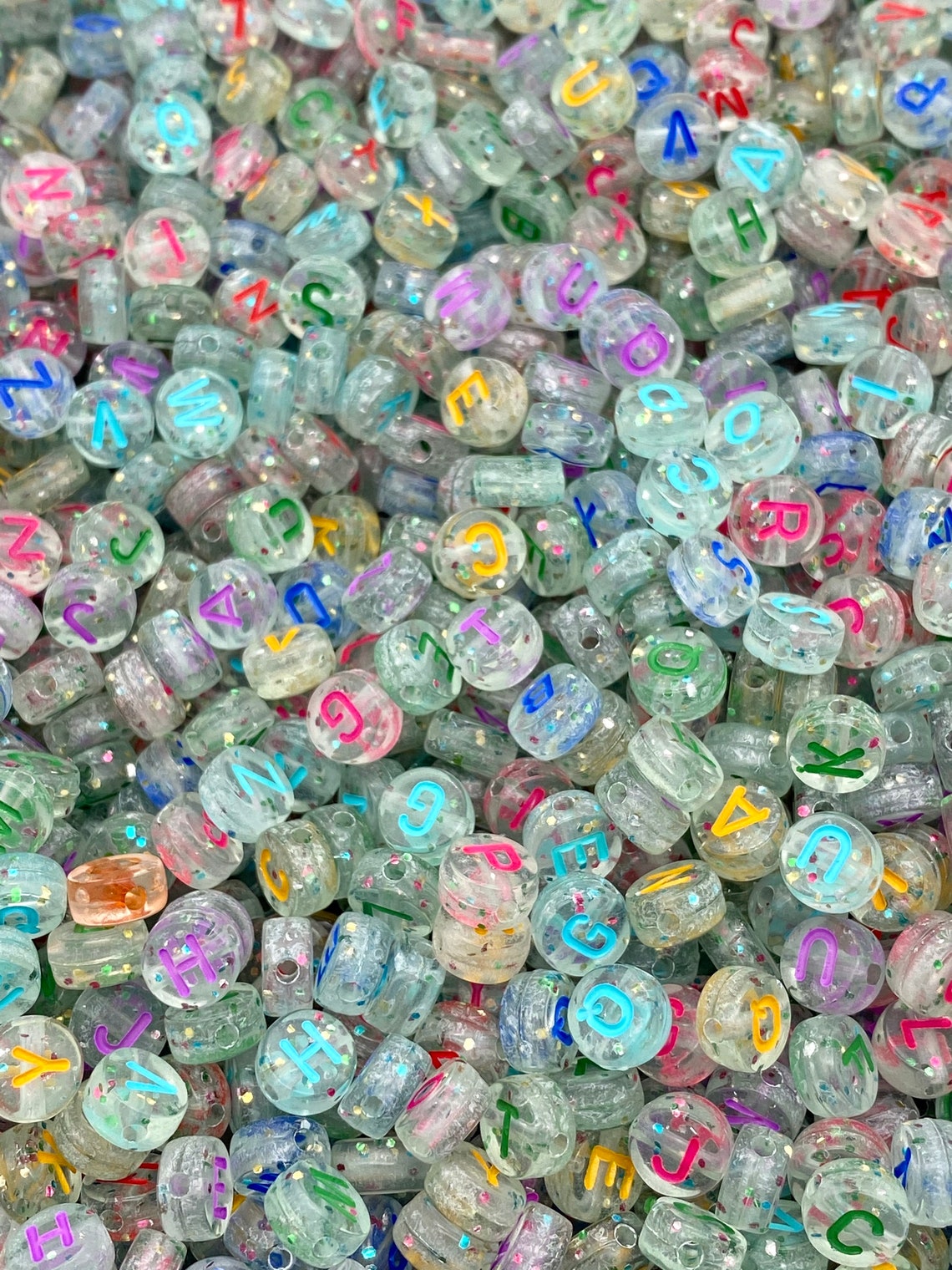 7mm Glitter Alphabet Beads Acrylic Letter Beads Word Beads | Etsy