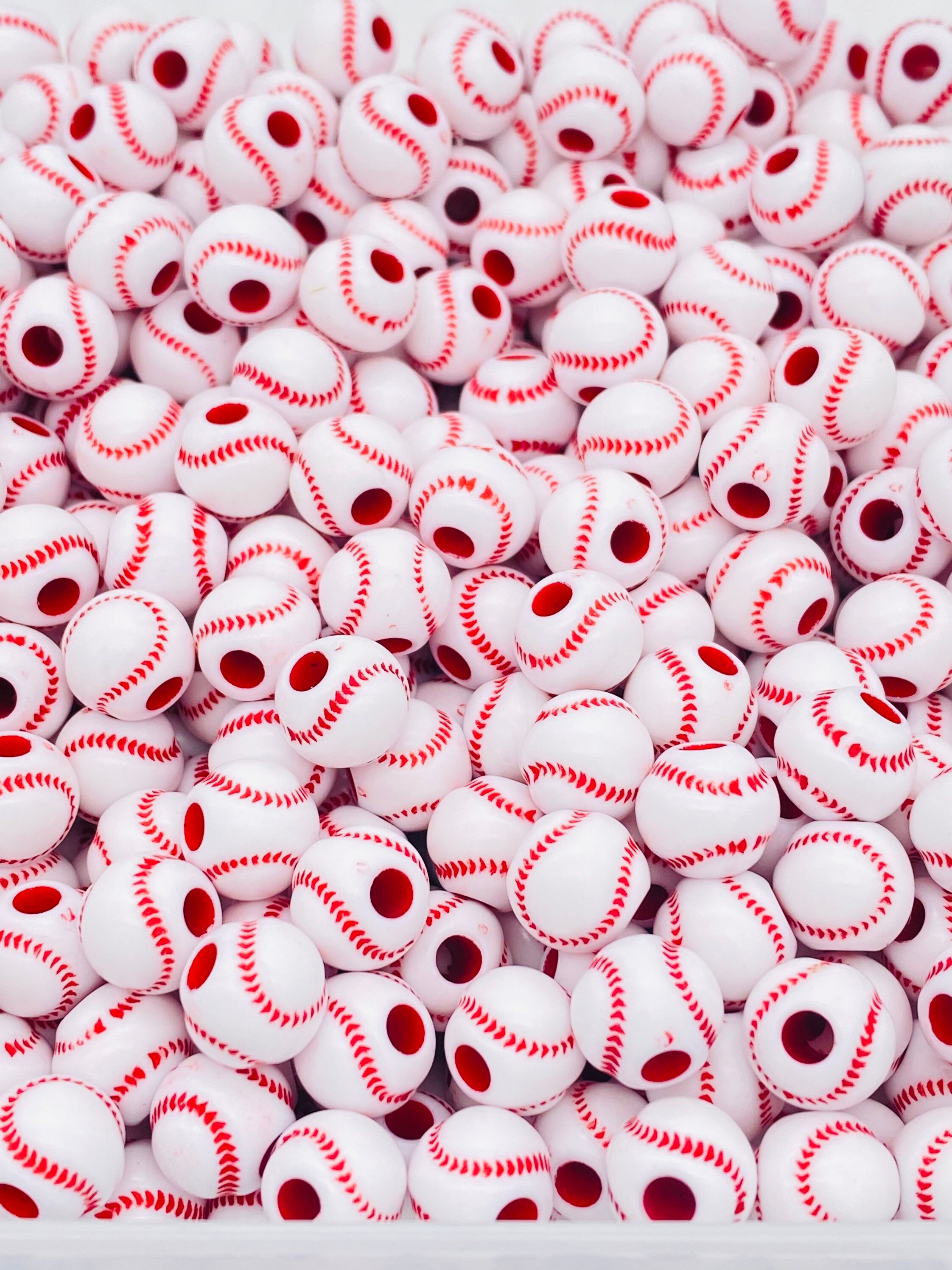 12mm Acrylic Baseball Beads Sports Beads Baseball Team - Etsy