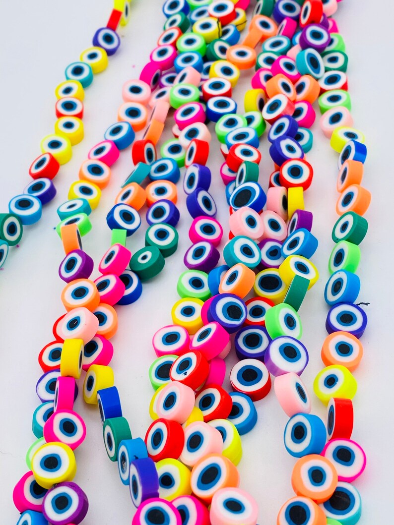 10mm Evil Eye Beads Polymer Clay Beads Rainbow Evil Eye Beads - Etsy