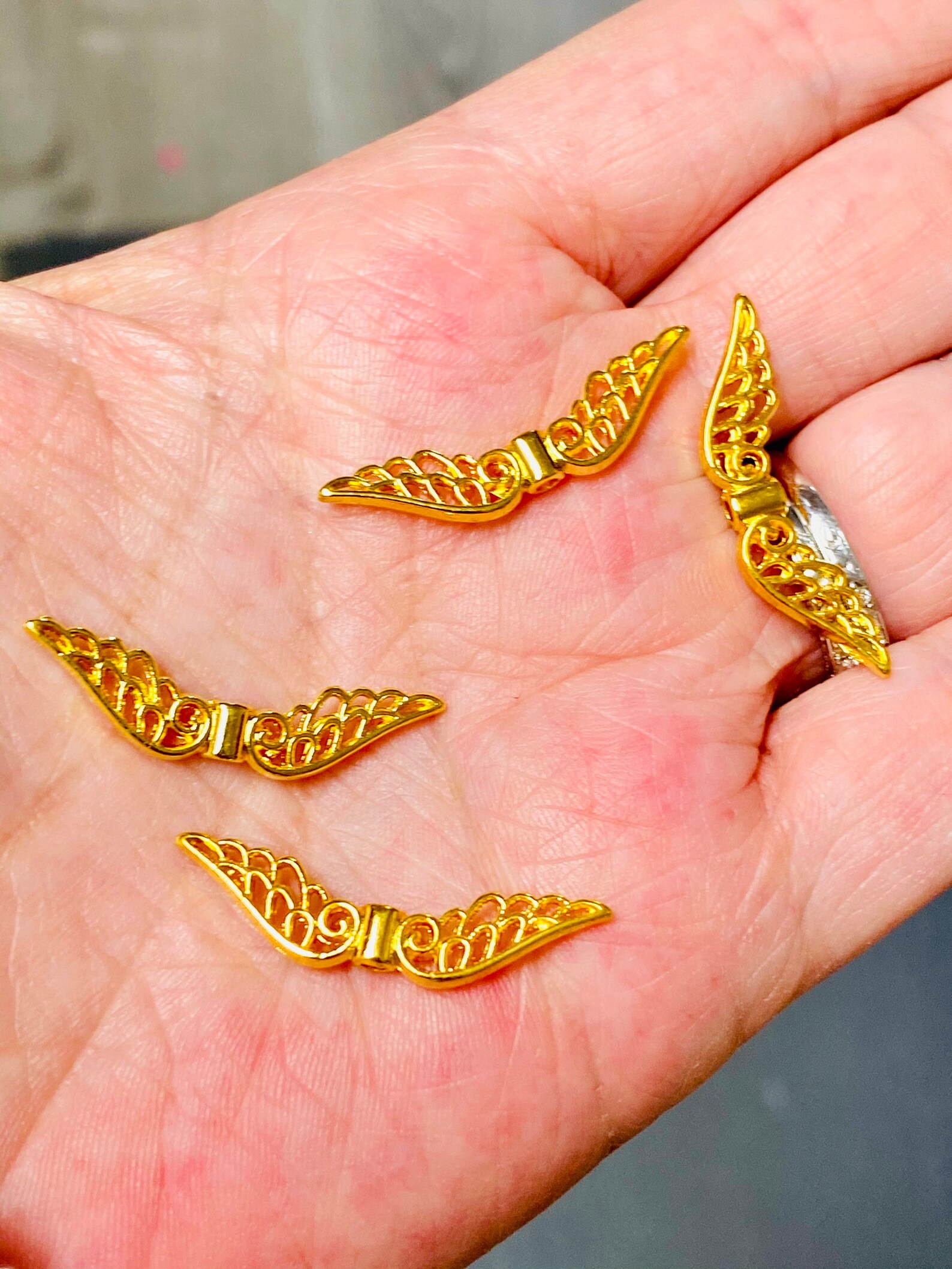 Angel Wing Beads Gold Wings Silver Wing Beads Jewelry Beads | Etsy
