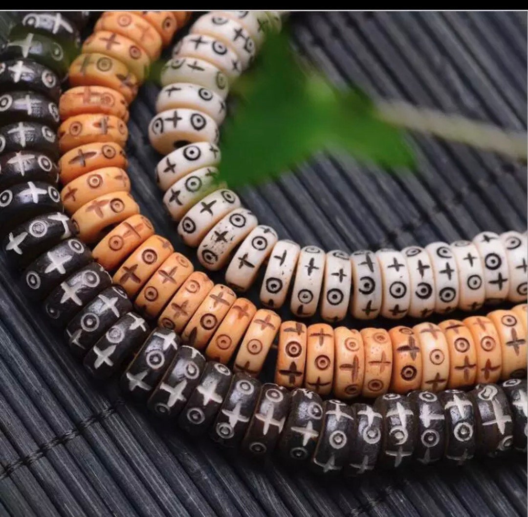 8mm Natural Carved White Ox Bone Beads, Heishi Saucer Beads, Bone Beads ...