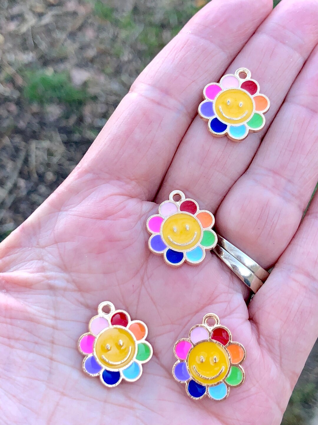 Smiley Face Flower Charms, Rainbow Charms, Charm Bracelets, Jewelry ...