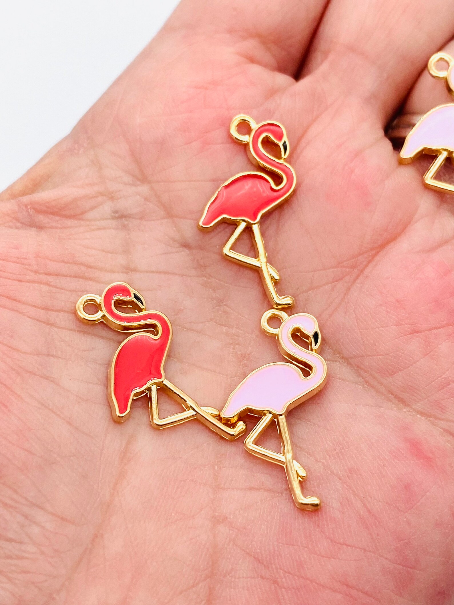 Enamel Flamingo Charms Pink Flamingos Charm Bracelets - Etsy
