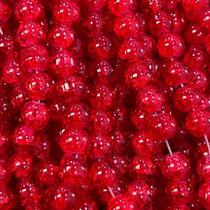 8mm Red Crackle Glass Beads, Jewelry Making Beads, Valentines Beads ...