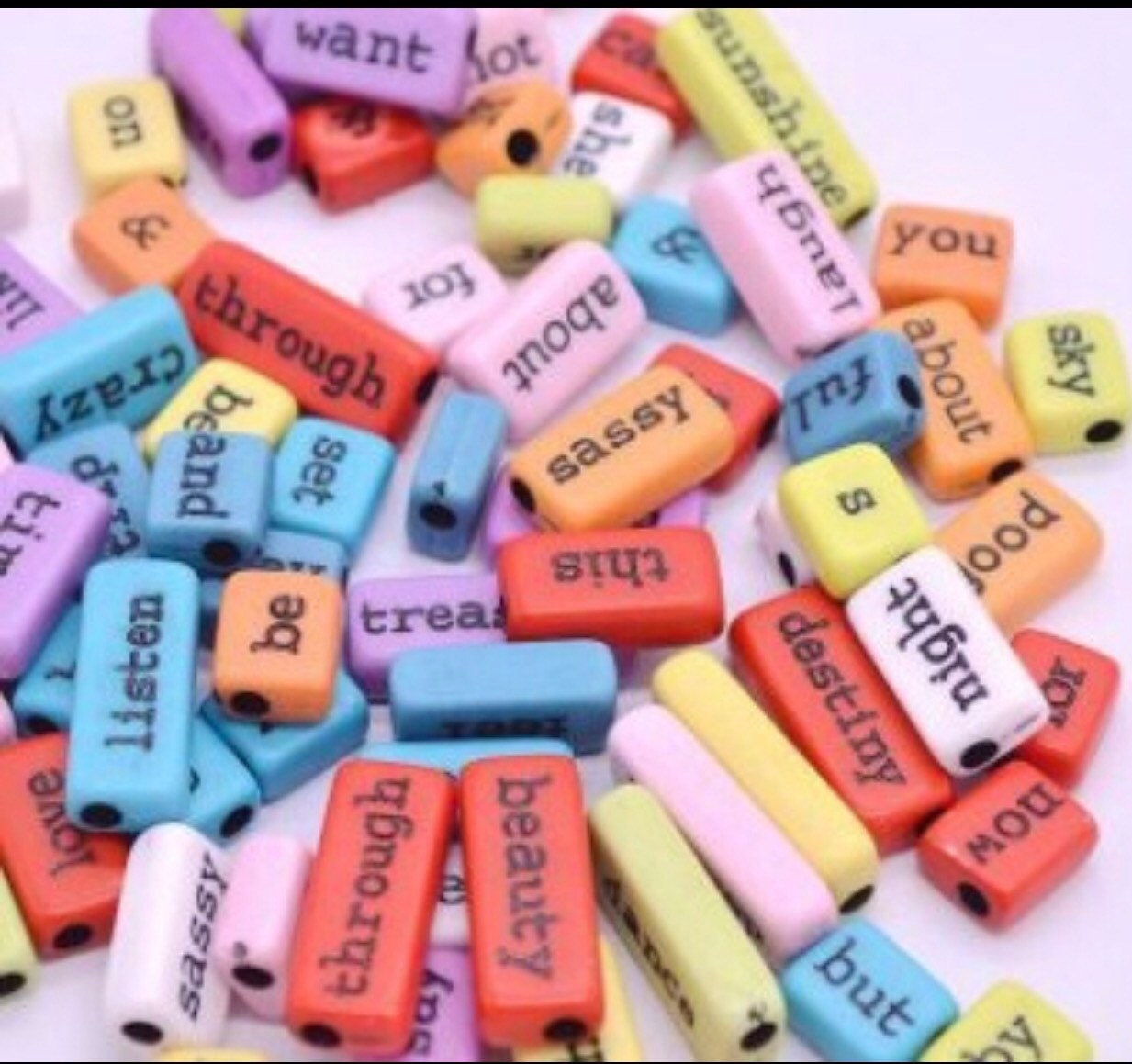 Word Beads Bracelet Beads Jewelry Making Beads Rainbow Beads | Etsy