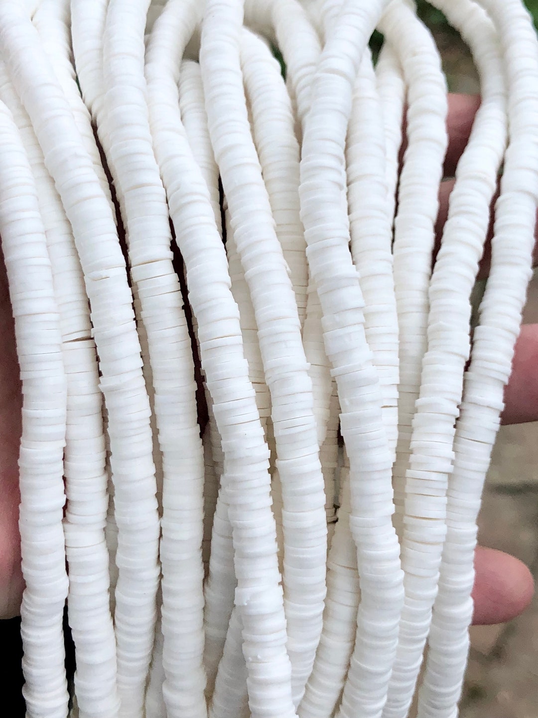 4mm, 6mm, 8mm Heishi White Polymer Clay Disc Beads, Vinyl Disk Beads ...