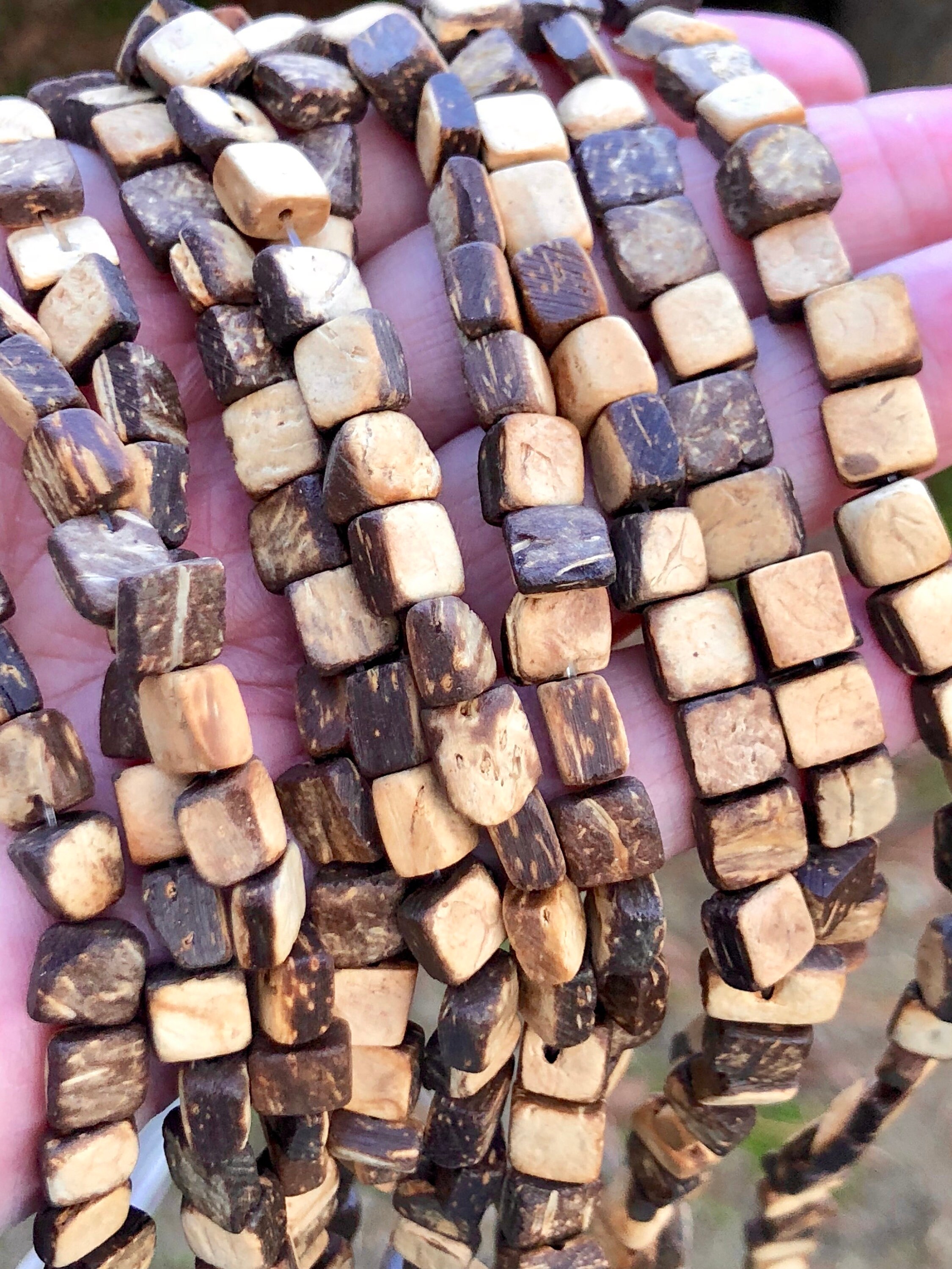 7mm coconut beads square beads jewelry making beads nut | Etsy