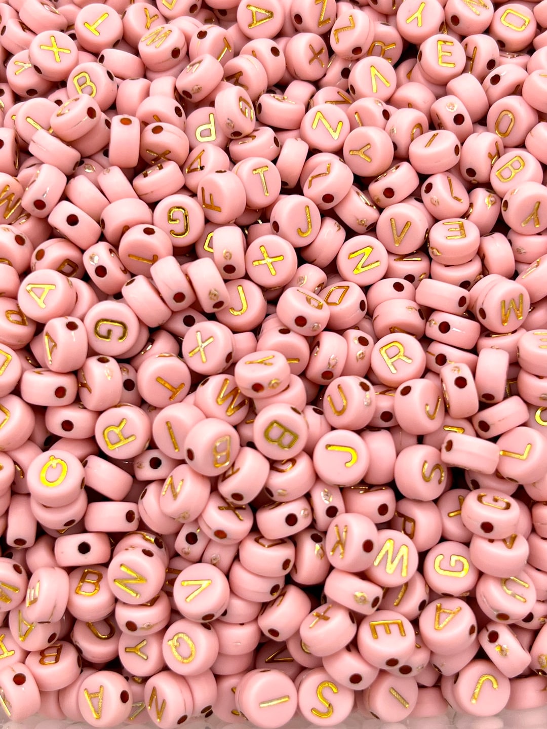 7mm Acrylic Alphabet Beads, Pale Pink, Letter Beads, Word Beads, Pink ...