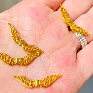 Angel Wing Beads Gold Wings Silver Wing Beads Jewelry Beads Focal Beads ...