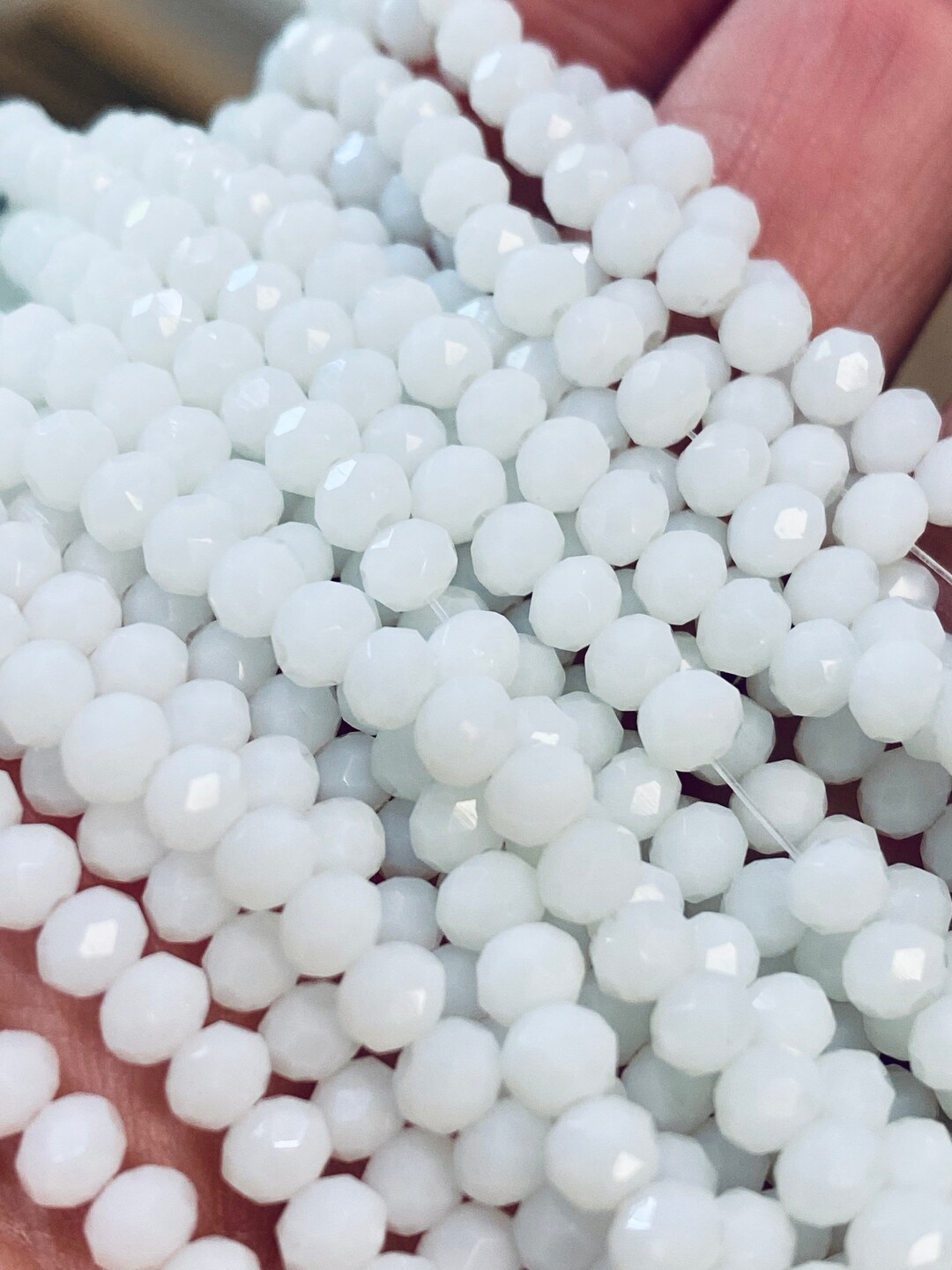 4mm, 6mm Glass Faceted Beads, White Color Beads, Jewelry Making Beads ...