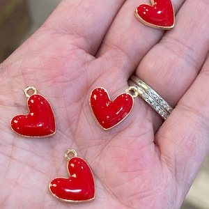 Enamel Heart Charms, Red Heart Charms, Valentines Charms and Jewelry ...