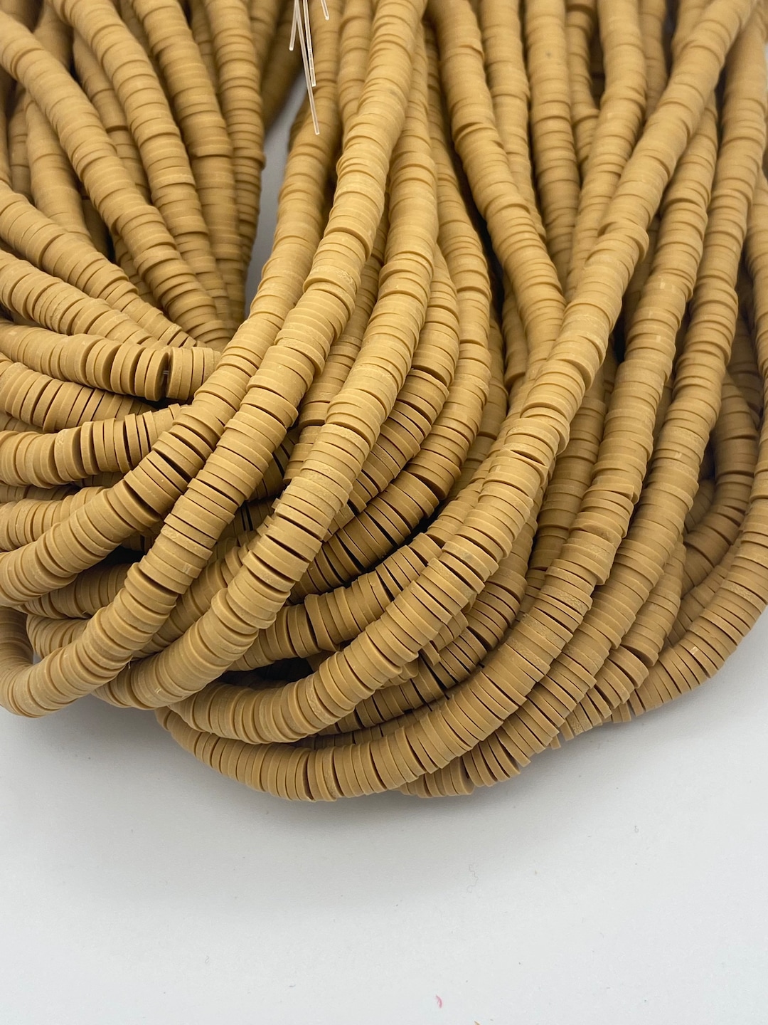 6mm Vinyl Heishi Beads, Camel, Polymer Clay Beads, Choker Beads ...