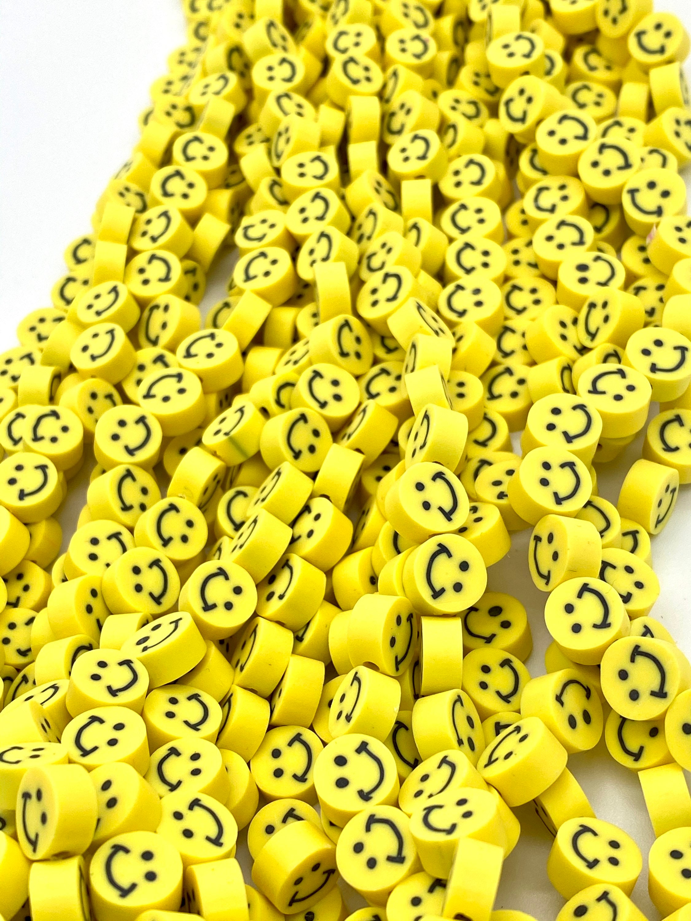 10mm Smiley Face Beads Yellow Smiley Face Polymer Clay Beads - Etsy
