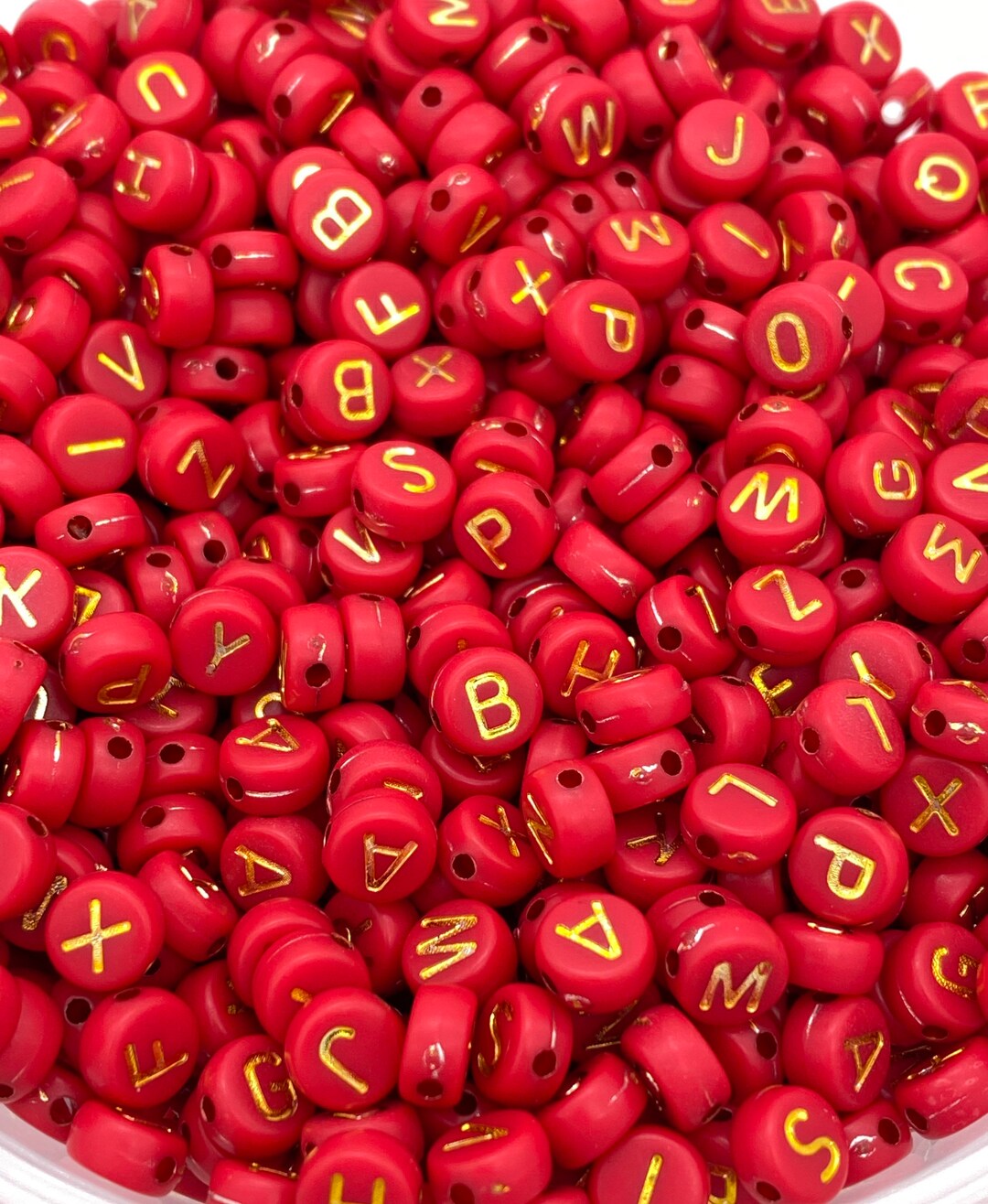 7mm Acrylic Alphabet Beads, Dark Red, Letter Beads, Word Beads, Jewelry ...