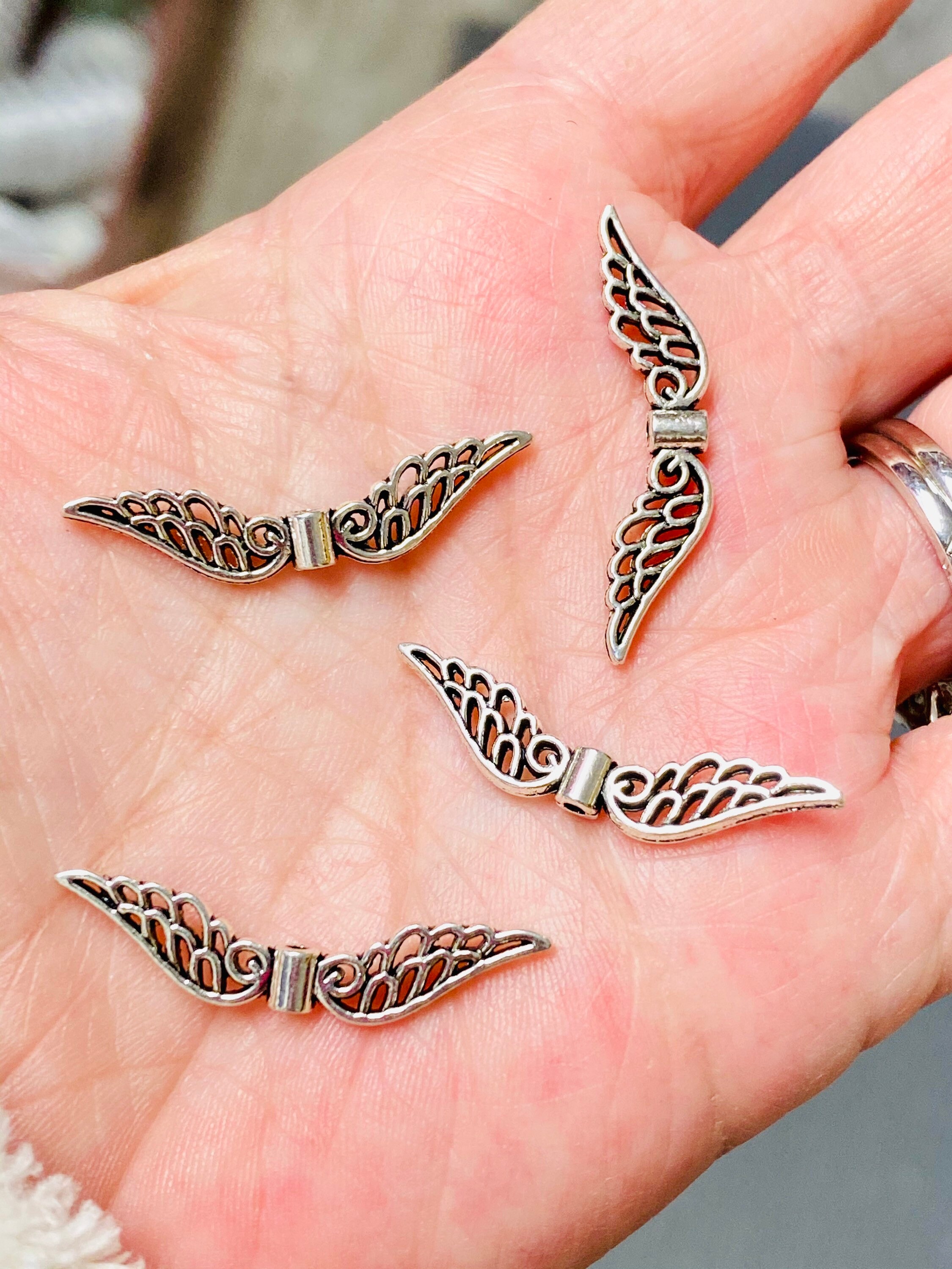 Angel Wing Beads Gold Wings Silver Wing Beads Jewelry Beads - Etsy
