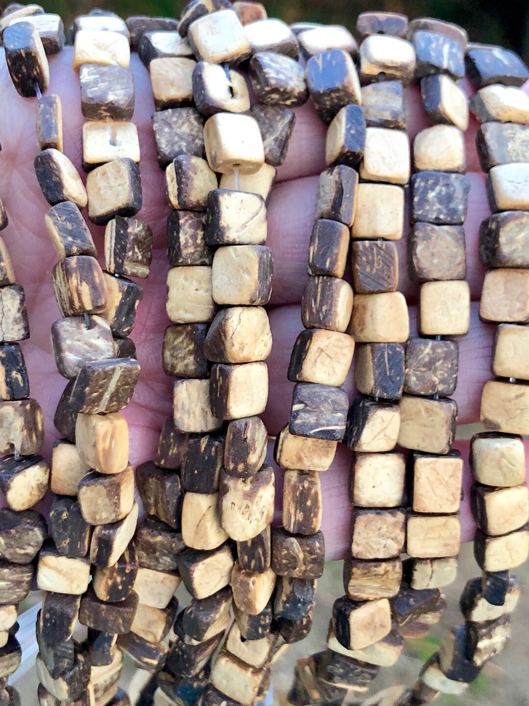 7mm Coconut Beads, Square Beads, Jewelry Making Beads, Nut Beads ...