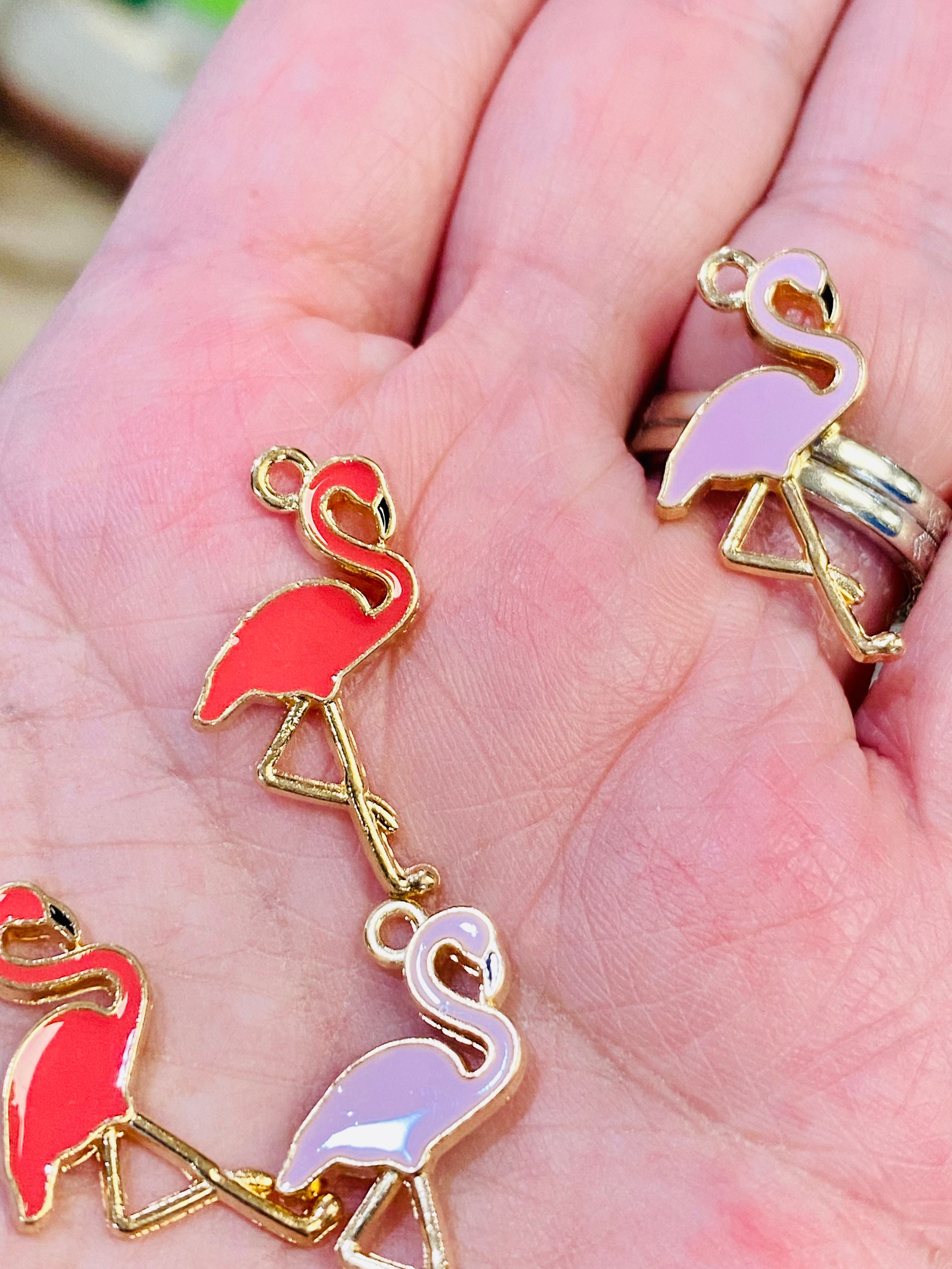 Enamel Flamingo Charms Pink Flamingos Charm Bracelets - Etsy