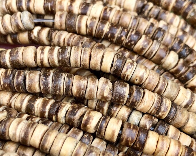 Natural Coconut Heishi Abacus Beads, Jewelry Making Beads, Coconut ...
