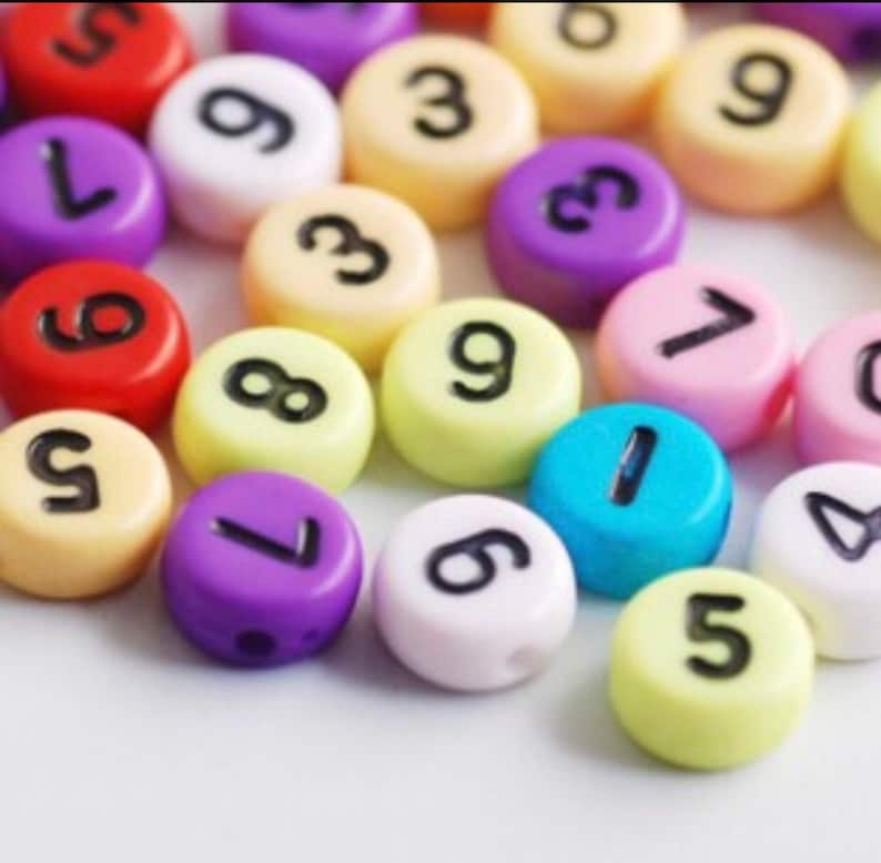 7mm Number Beads Multicolored Beads Jewelry Making Beads | Etsy