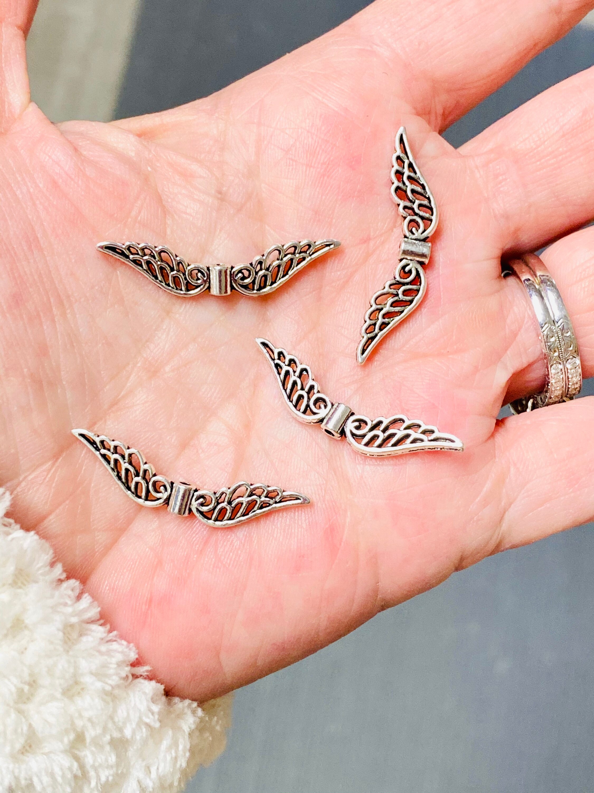 Angel Wing Beads Gold Wings Silver Wing Beads Jewelry Beads - Etsy