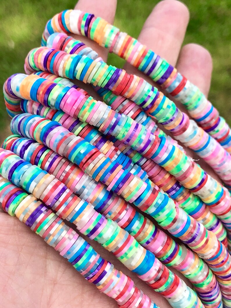 4mm 6mm & 8mm Vinyl Heishi Disc Beads Rainbow Dotted | Etsy